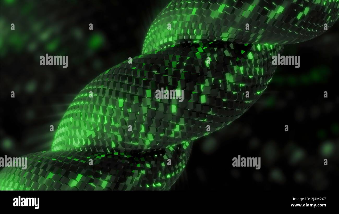 Green and black abstract background with metal rope looking like snake ...