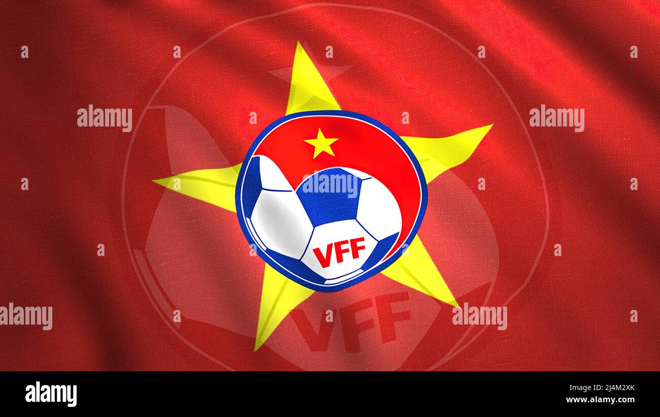 Close-up of flag of football team. Motion. Beautifully fluttering ...