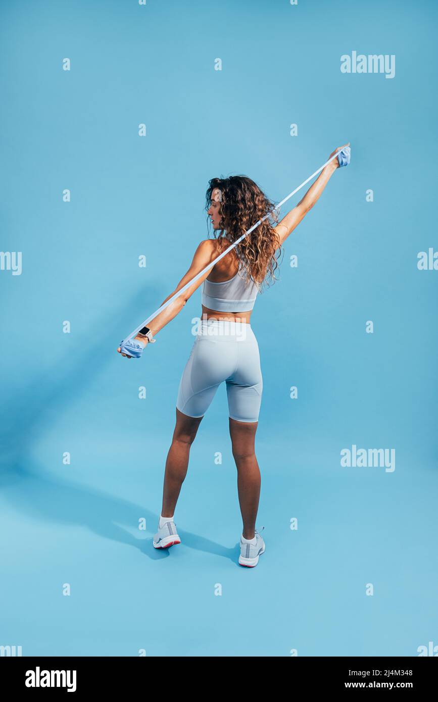 Stretching exercises resistance band hi-res stock photography and ...