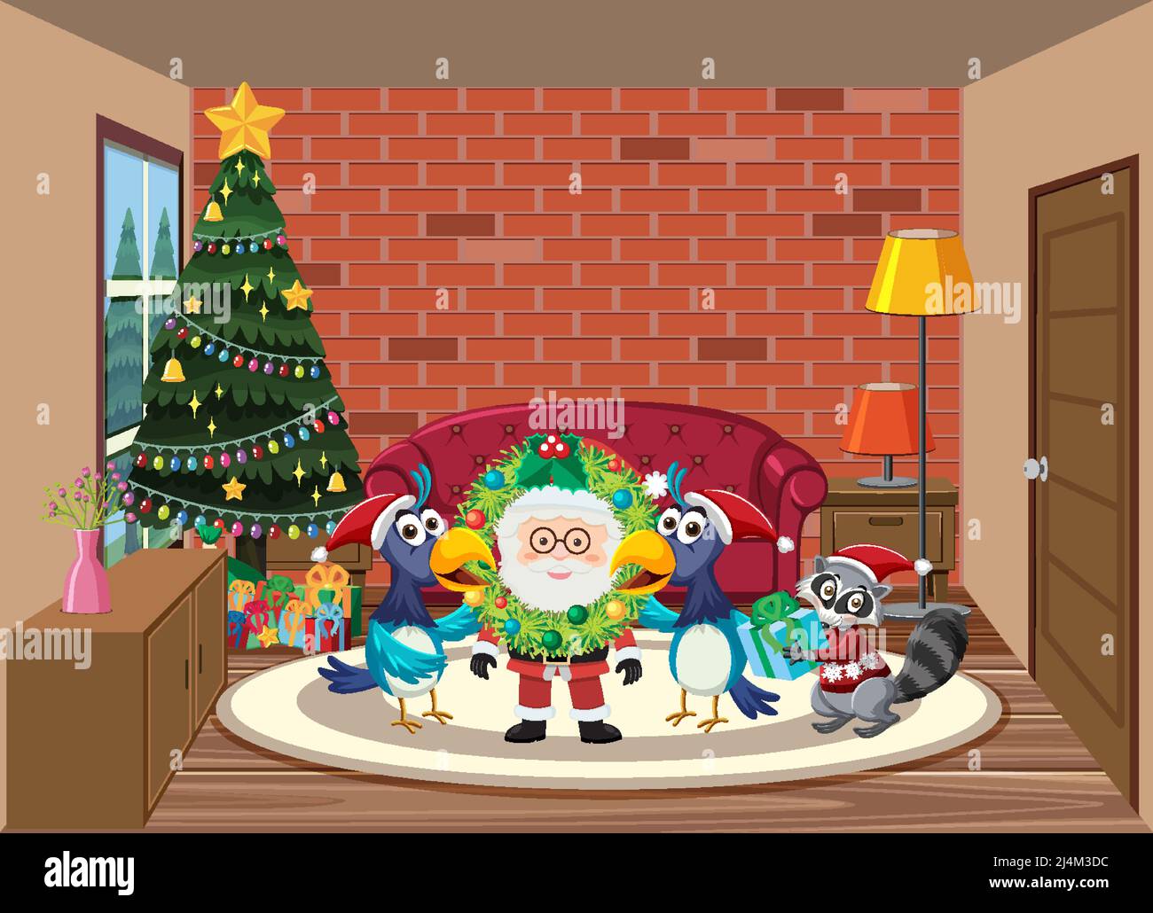 Christmas holidays with Santa at home illustration Stock Vector Image ...