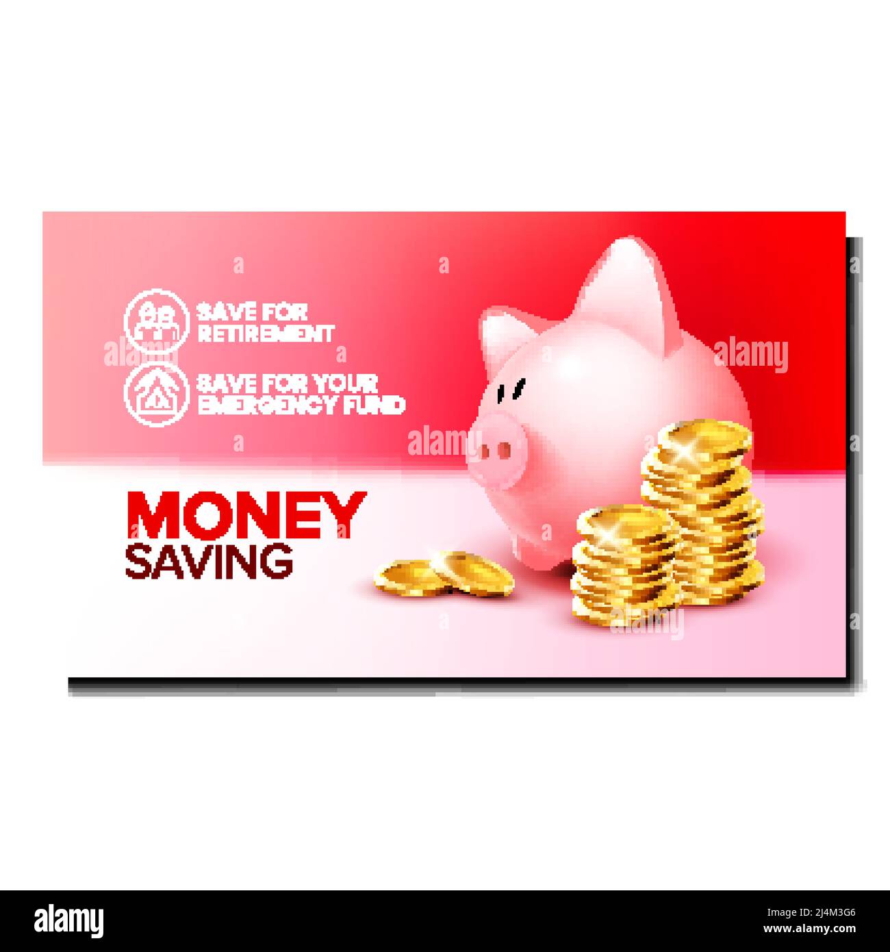 Money Saving In Piggy Bank Protect Banner Vector Stock Vector Image ...