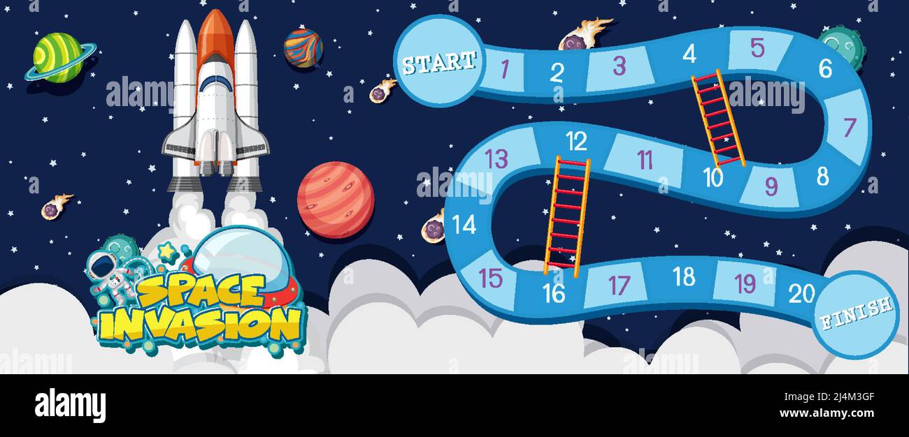 Game template with space theme background illustration Stock Vector ...