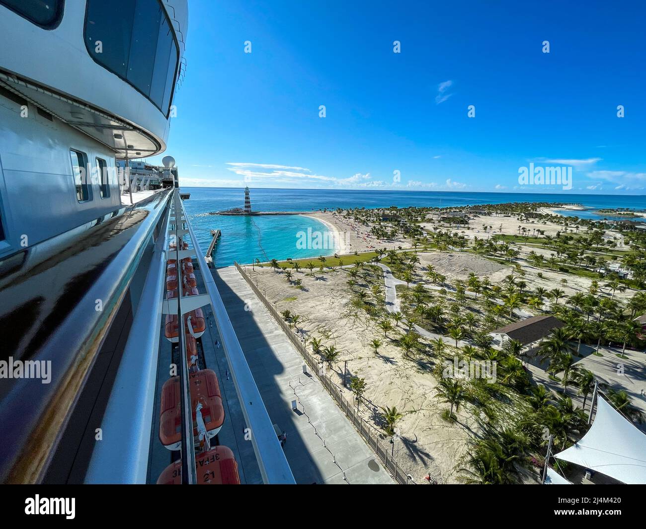 Ocean Cay, Bahamas - October 11, 2021: An aerial view of the beach of ...