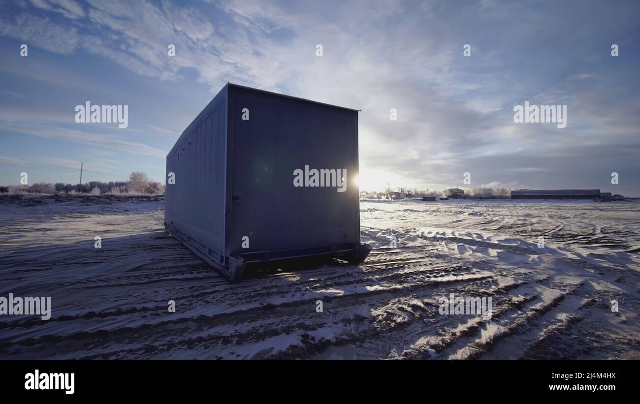 The loading container is on the snow. CLIP. View from different sides ...