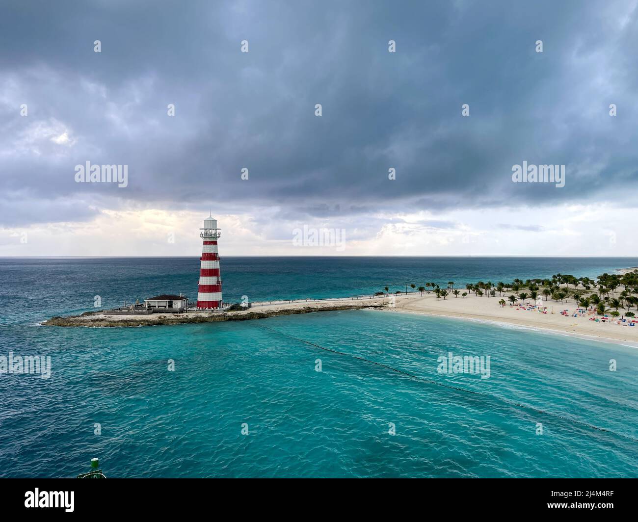 Ocean Cay, Bahamas - October 11, 2021: An aerial view of the lighthouse ...