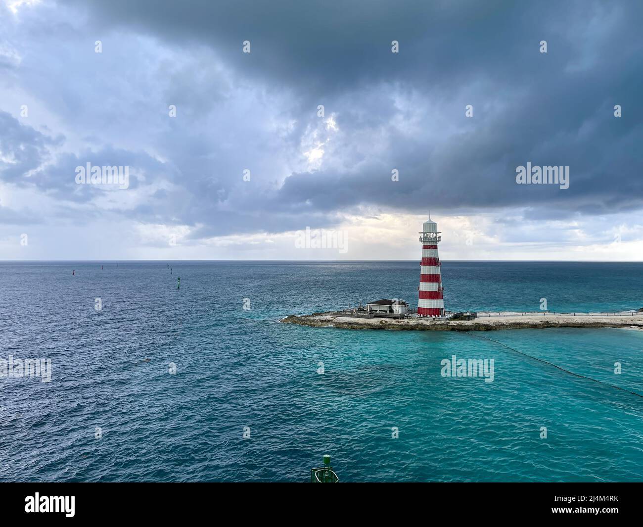Ocean Cay, Bahamas - October 11, 2021: An aerial view of the lighthouse ...
