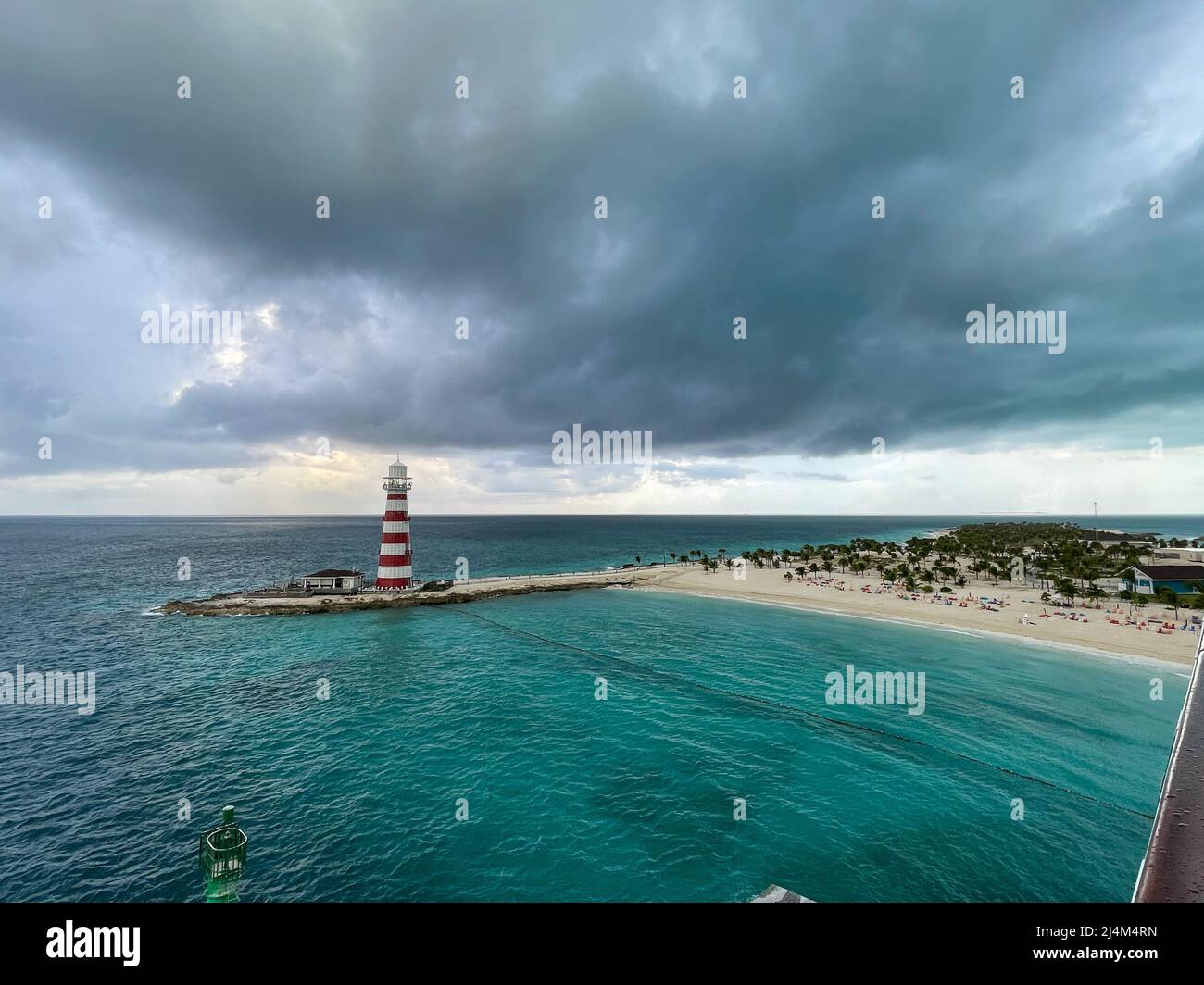 Ocean Cay, Bahamas - October 11, 2021: An aerial view of the lighthouse ...