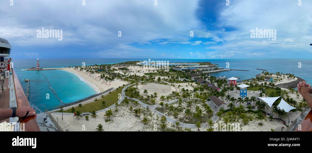 Ocean Cay, Bahamas - October 11, 2021: An aerial panorama view of the ...