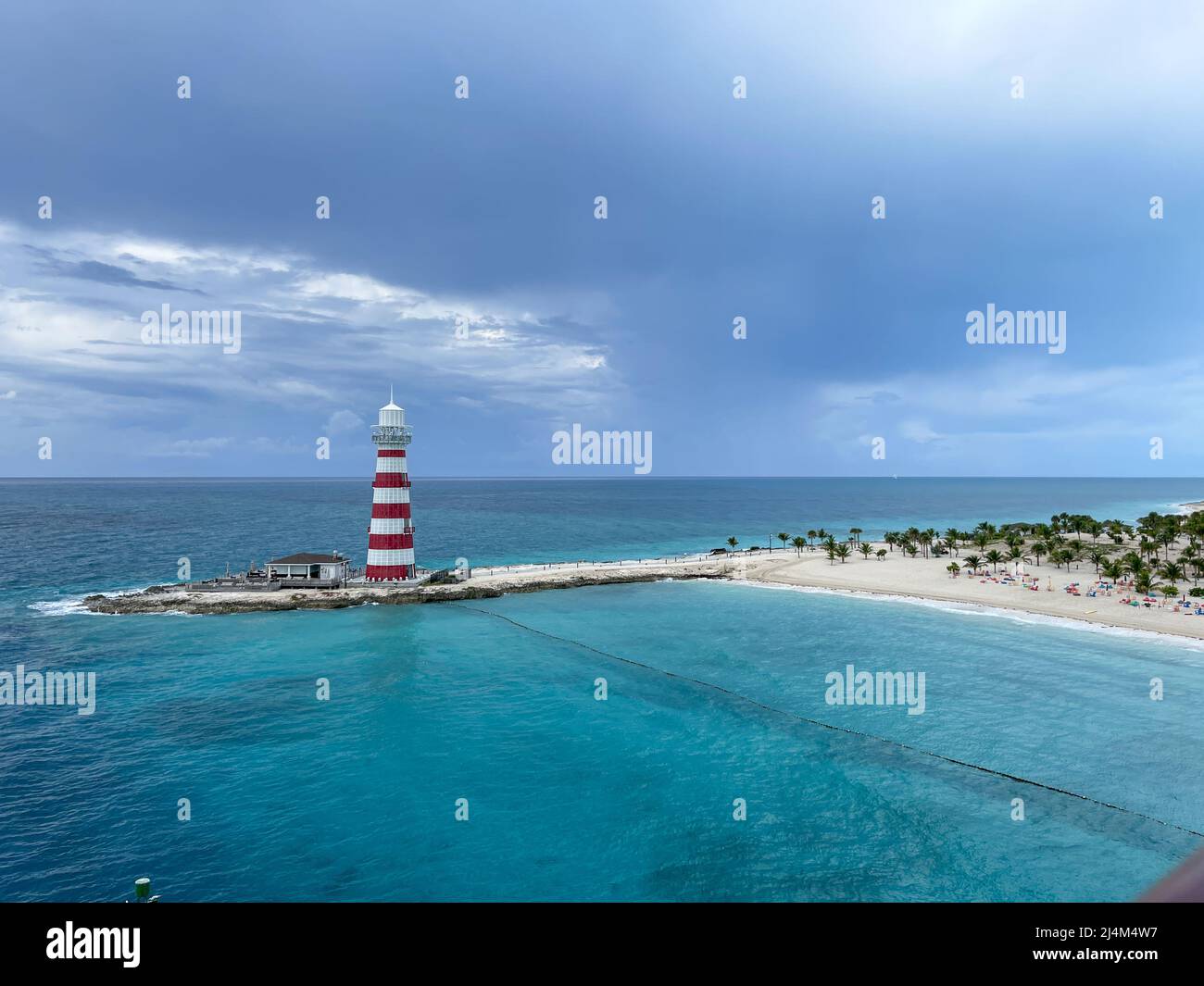 Ocean Cay, Bahamas - October 11, 2021: An aerial view of the lighthouse ...