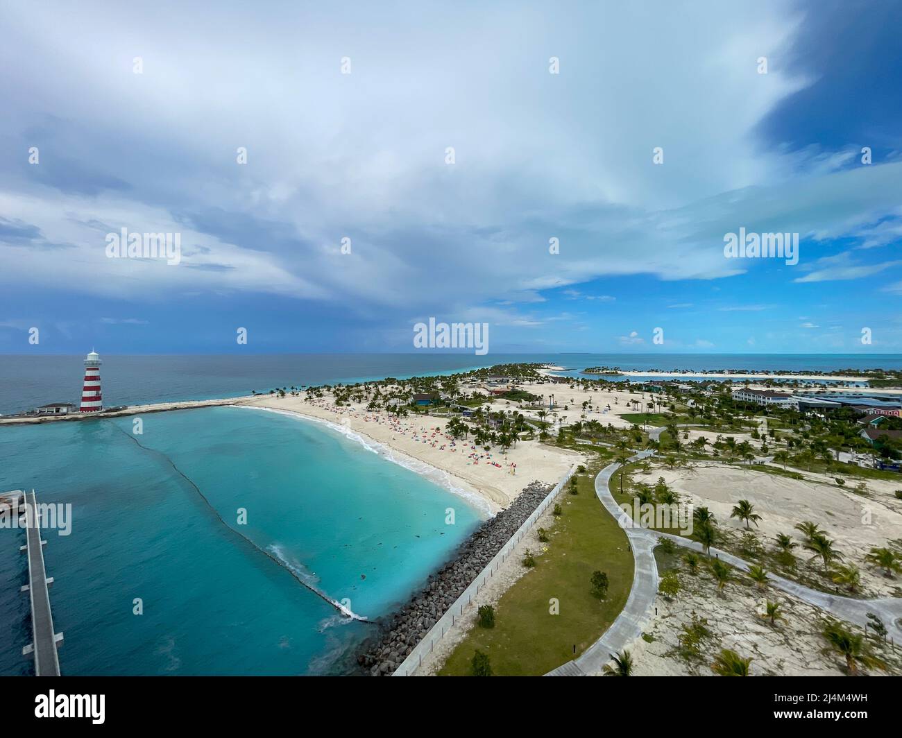 Ocean Cay, Bahamas - October 11, 2021: An aerial view of the lighthouse ...