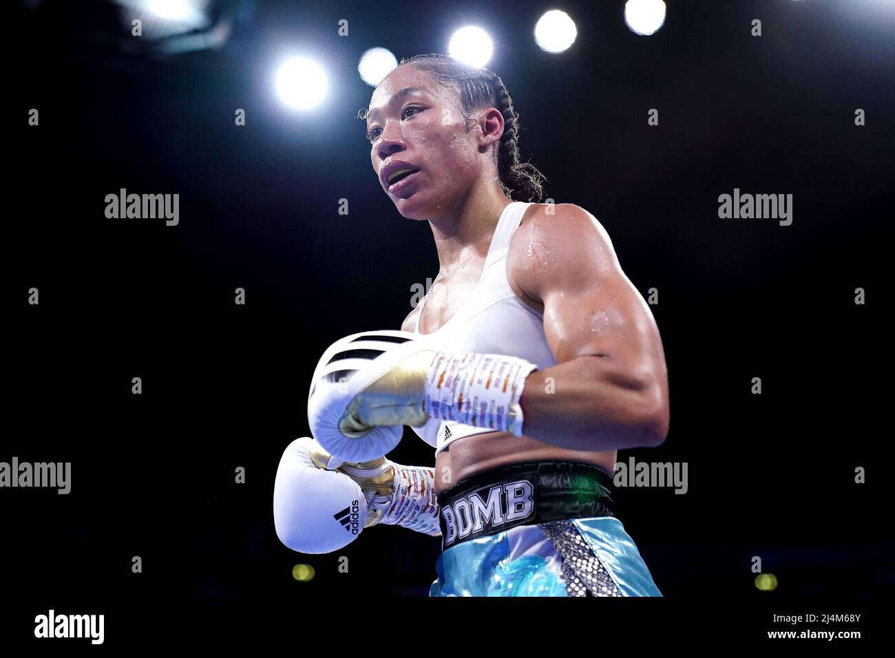 Alycia Baumgardner during the super-featherweight bout against Edith ...