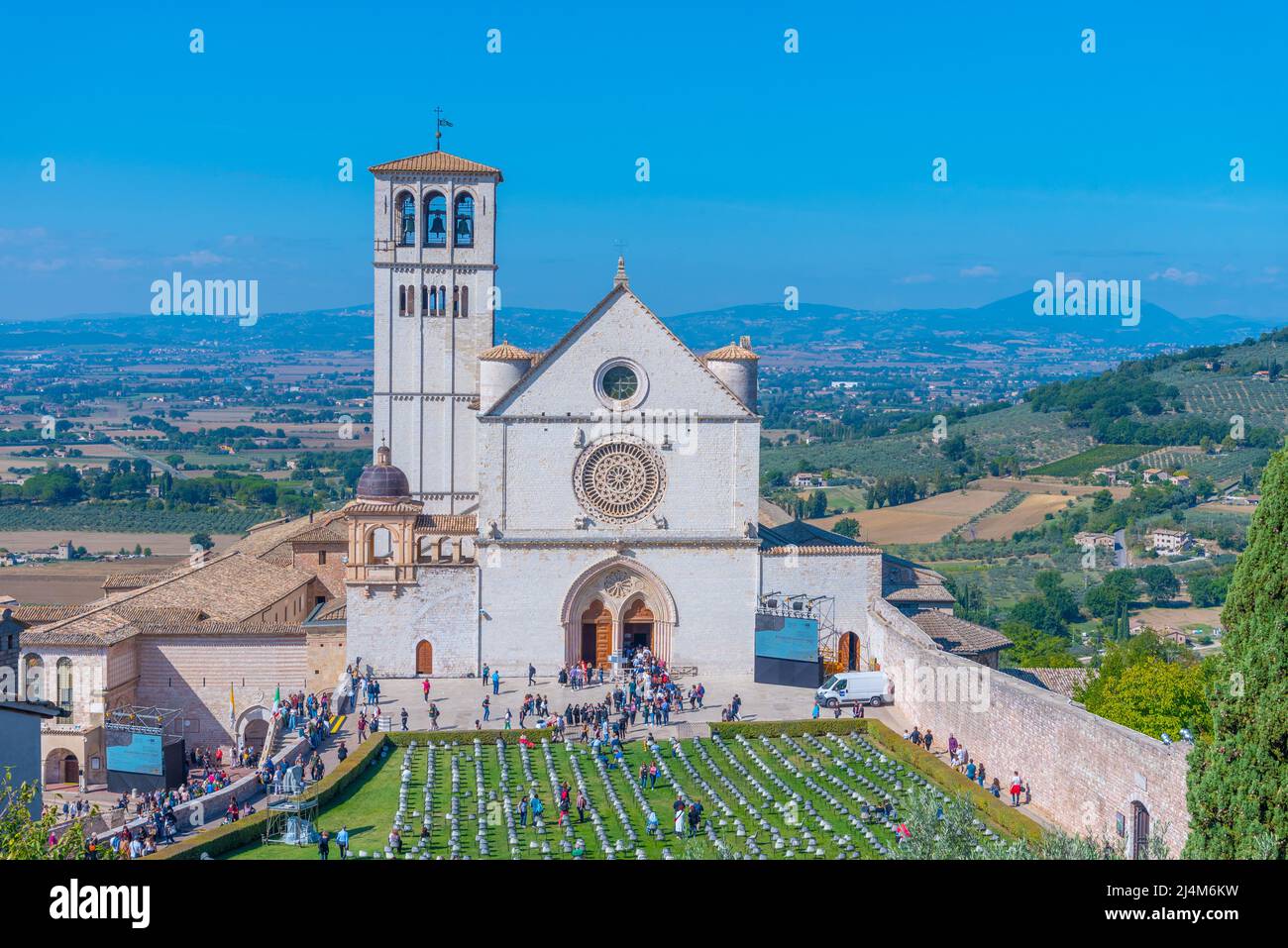 Assisi, Italy, October 3, 2021: People are coming to the basilica of ...