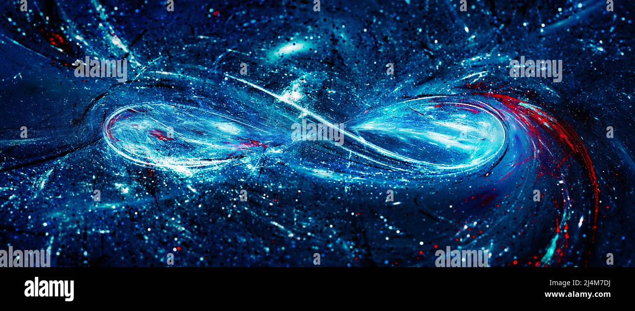 Blue glowing broken infinity in space, computer generated abstract ...