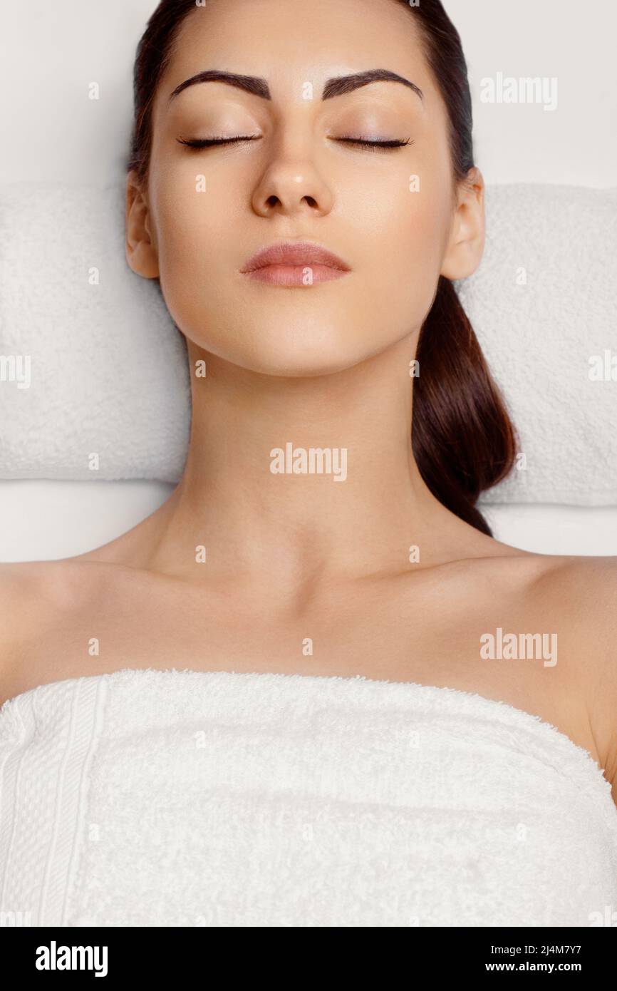 Portrait Of Young Beautiful Woman In Spa Salonspa Body Massage Treatment And Skincareleisure