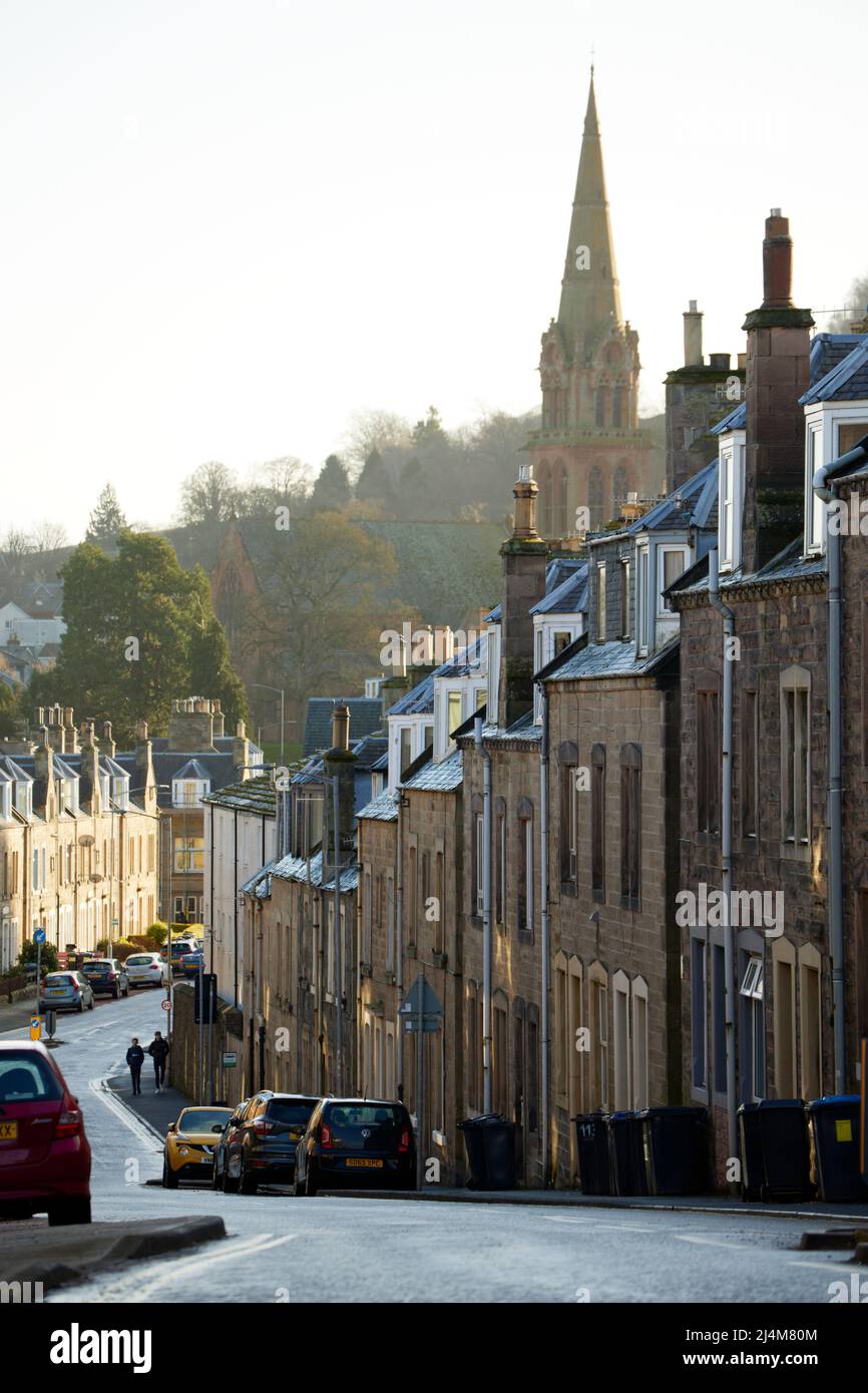 Galashiels street view and hills, Scottish Borders Stock Photo - Alamy
