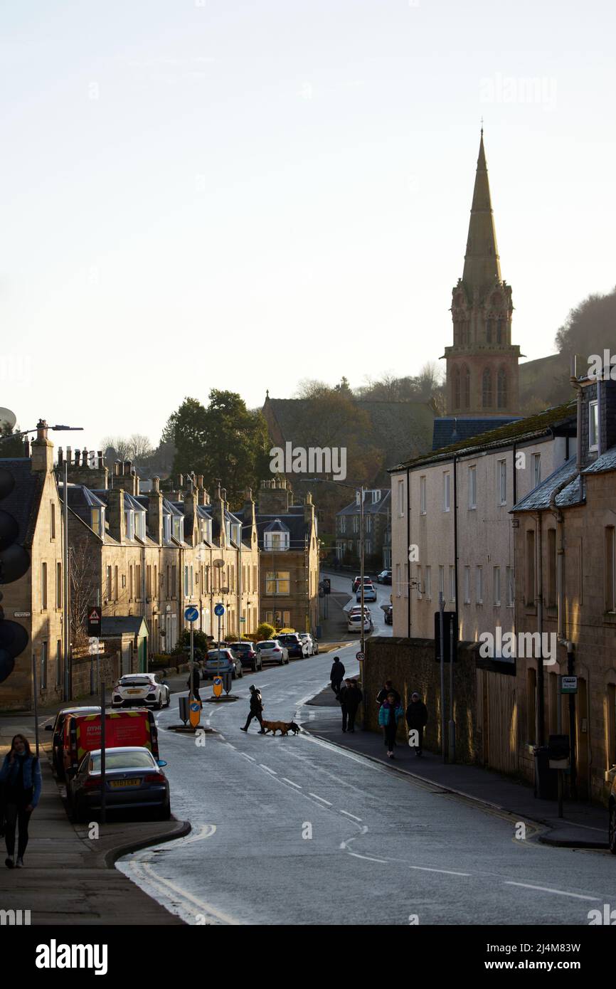 Galashiels street view and hills, Scottish Borders Stock Photo - Alamy