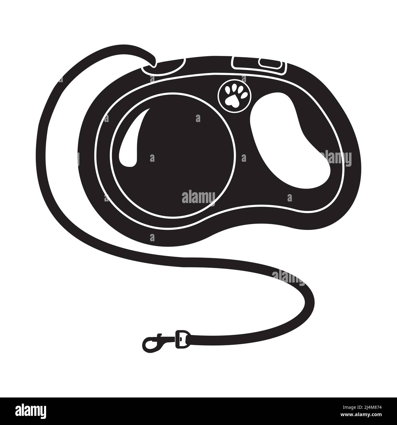 leash for a dog or cat, isolated vector illustration icon in black ...