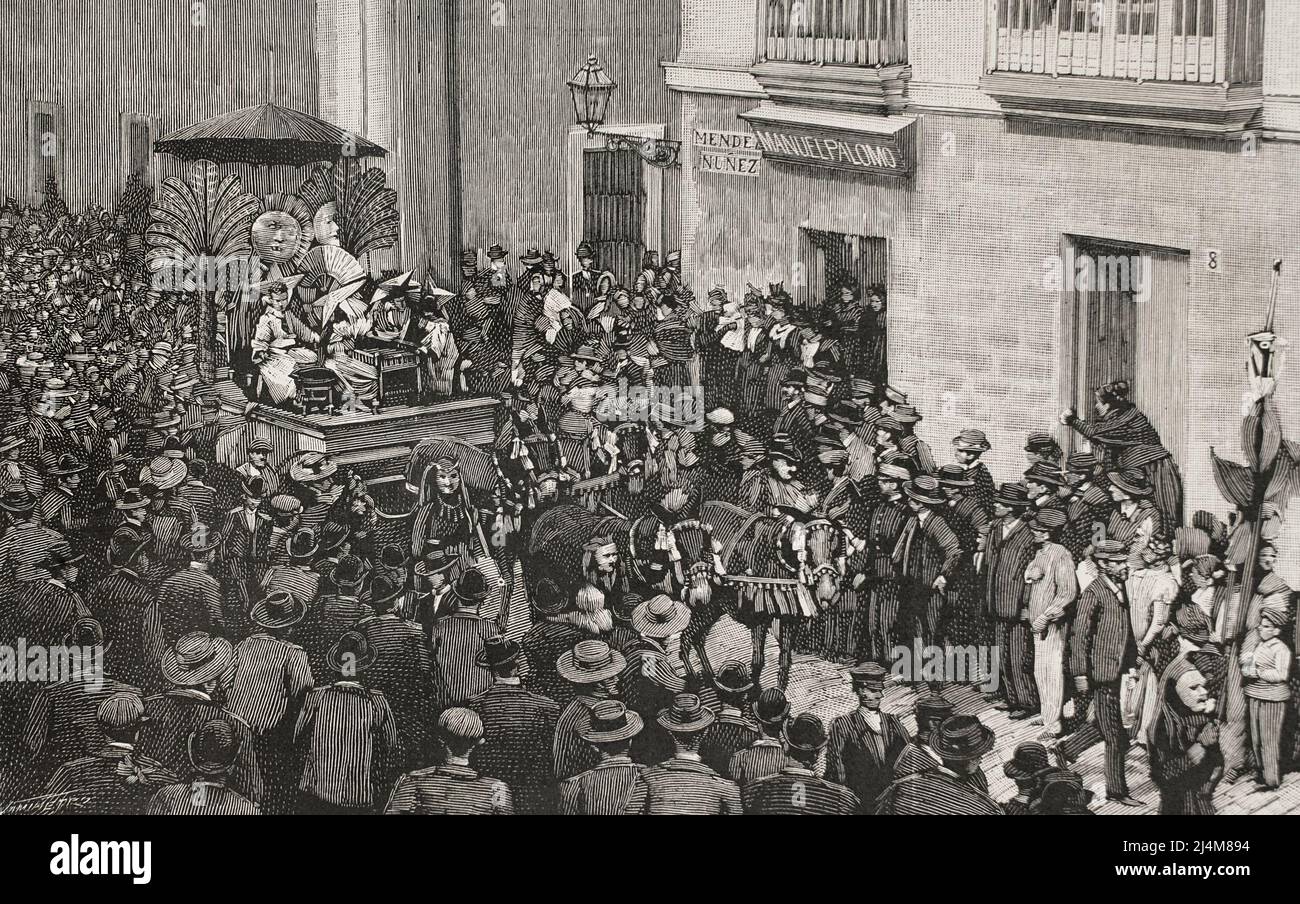 History of Spain. Andalusia. Carnival of Cadiz. Float of the Astros ...