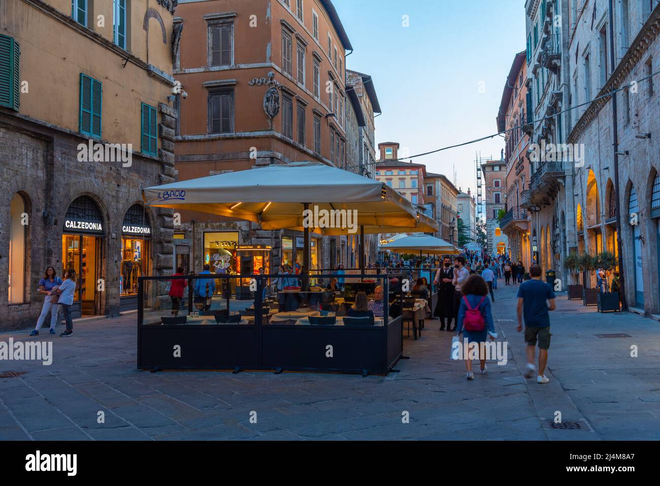 Perugia, Italy, October 1, 2021: Night view of Corso Pietro Vannucci in ...