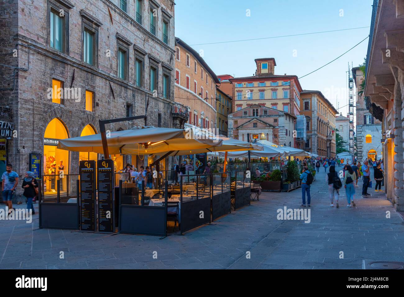 Perugia, Italy, October 1, 2021: Night view of Corso Pietro Vannucci in ...