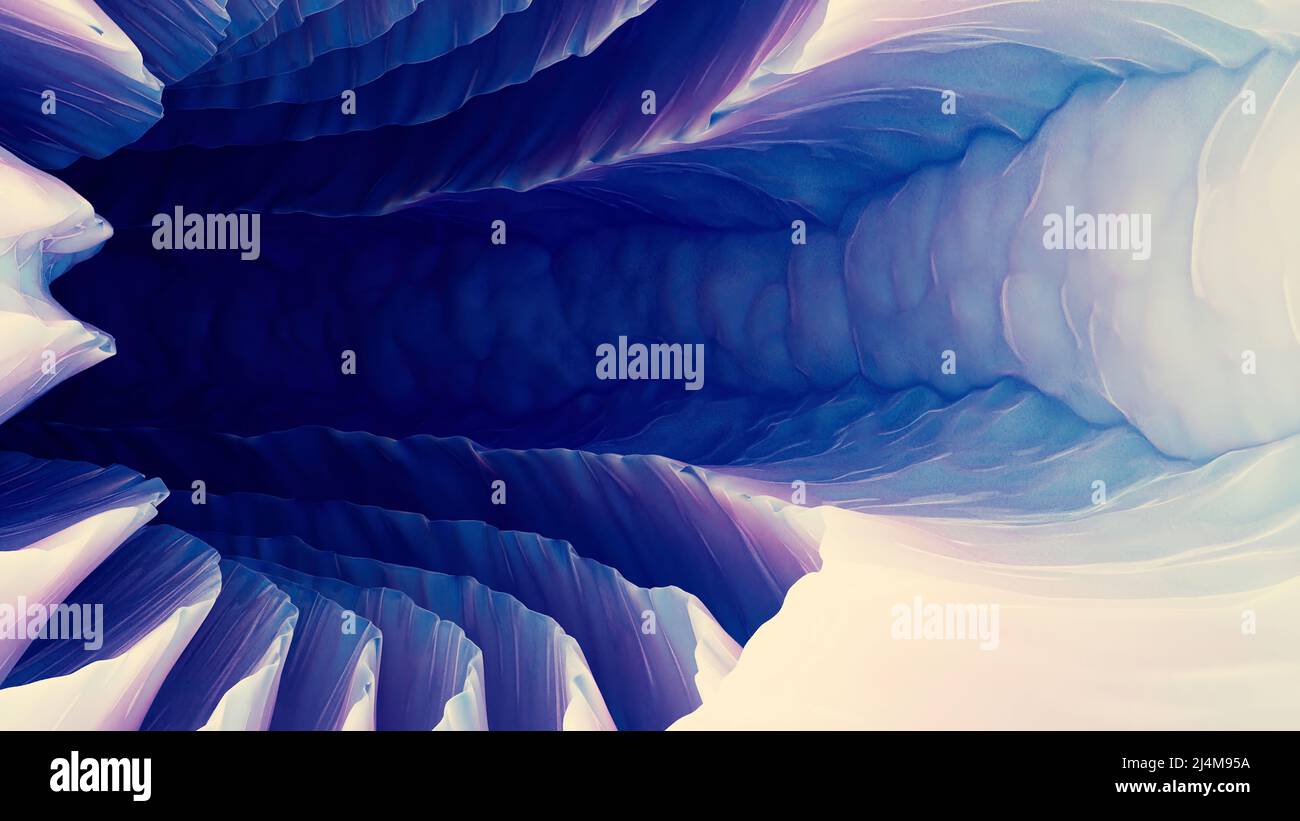 Blue slightly neon tunnel. Design. A delicate - colored tunnel made in ...
