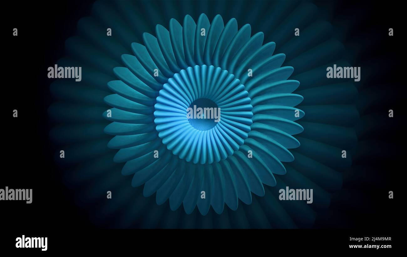 Abstract radial floral kaleidoscopic pattern on a dark background ...