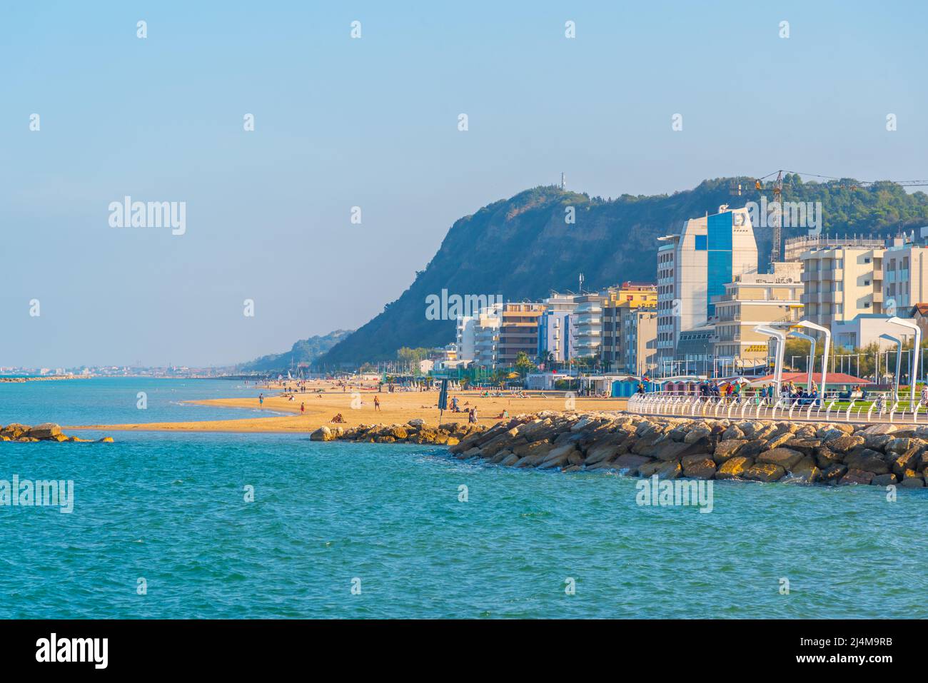 Pesaro, Italy, September 29, 2021: Seaside view of the Italian town ...