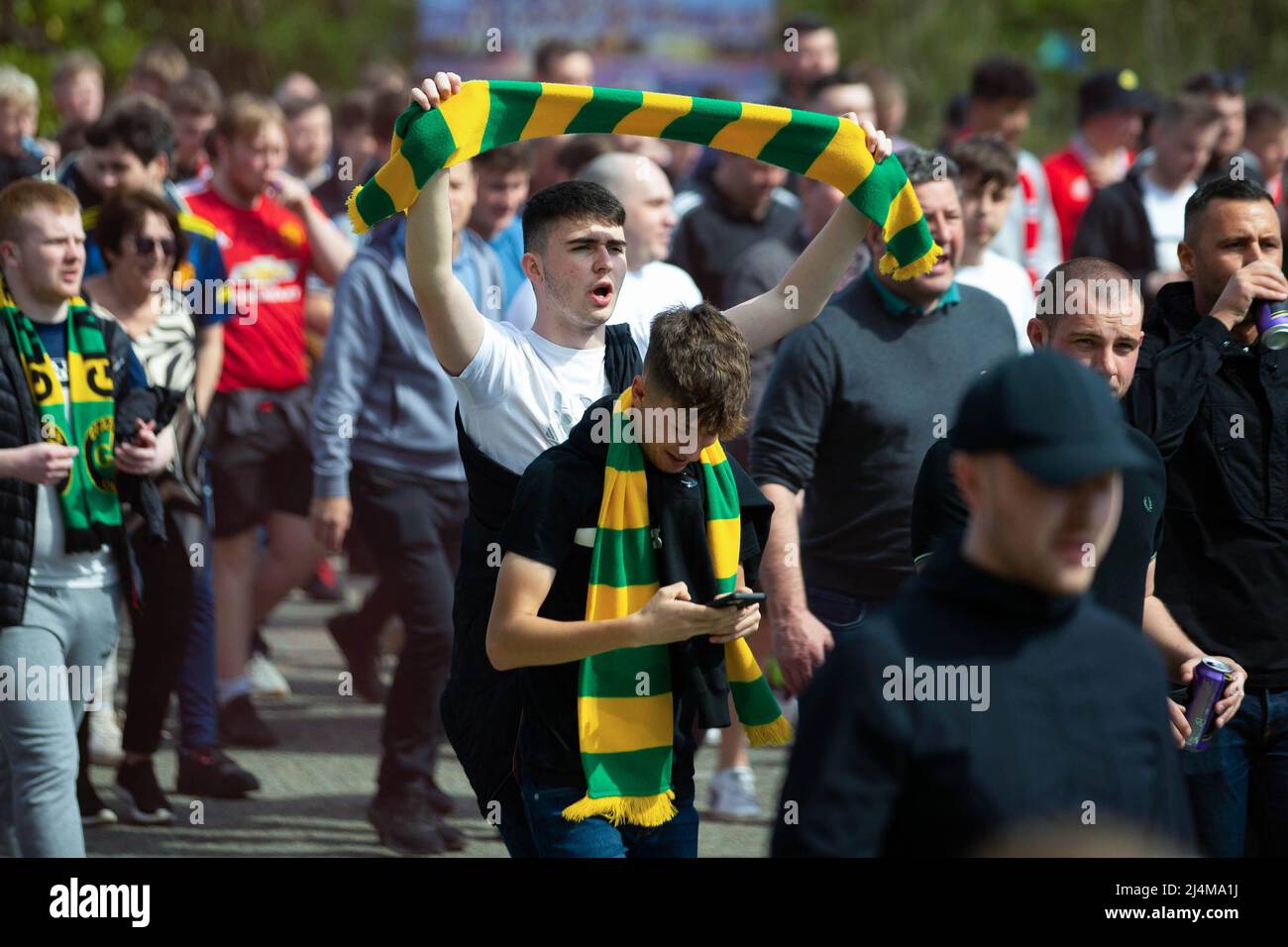 A fan chants slogans during the demonstration. Manchester United fans ...