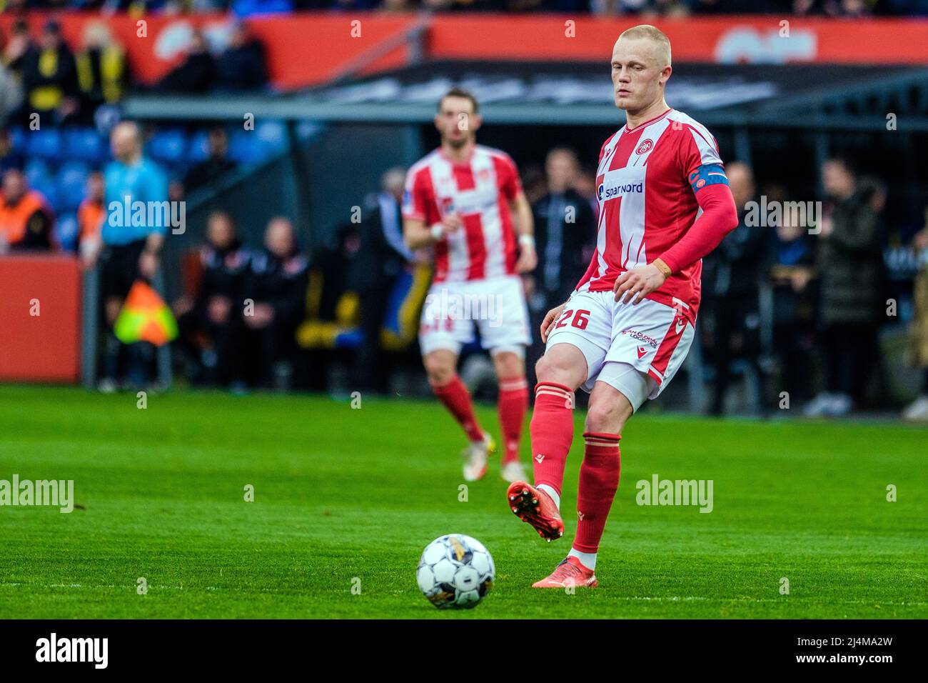 Brondby, Denmark. 14th, April 2022. Rasmus Thelander (26) of Aalborg ...