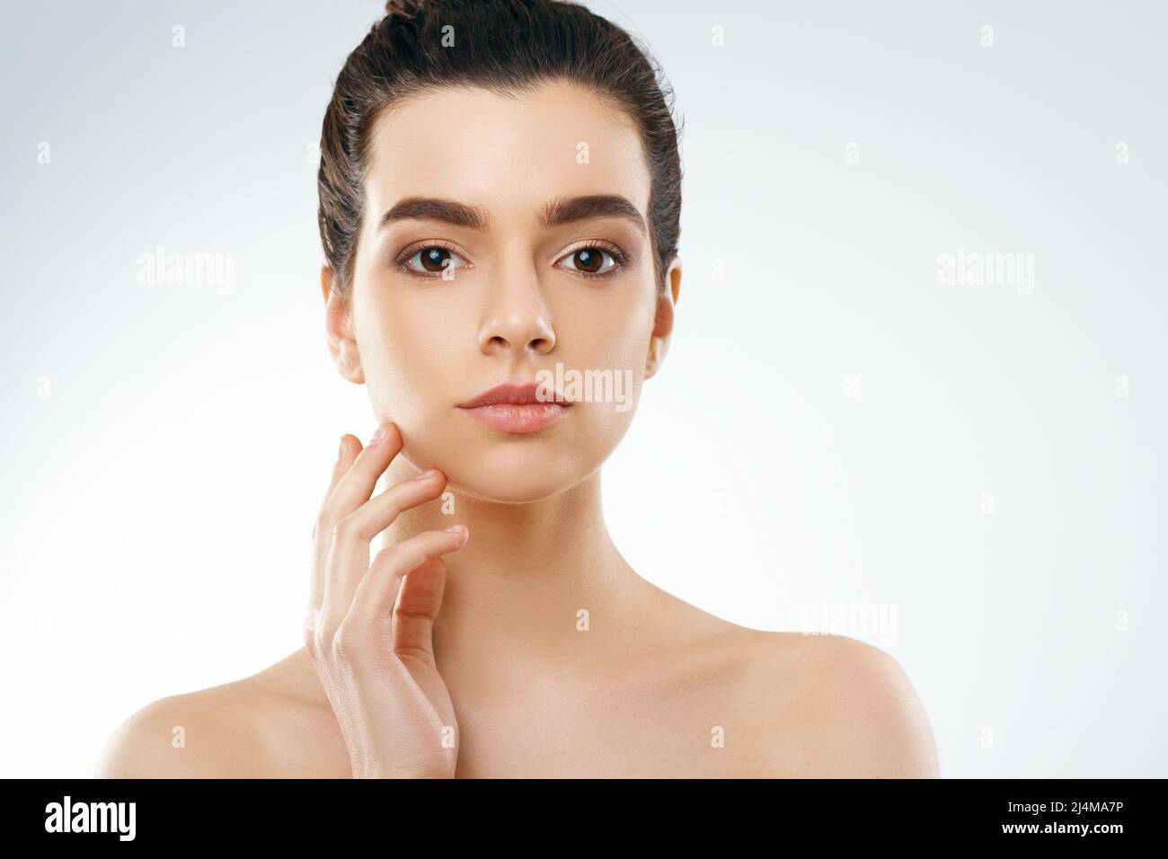 Beauty and Spa Concept. Beautiful Young Woman with Clean Fresh Skin ...