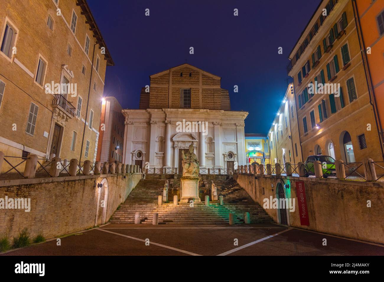 Ancona, Italy, September 27, 2021: Night view of Saint Domenico church ...