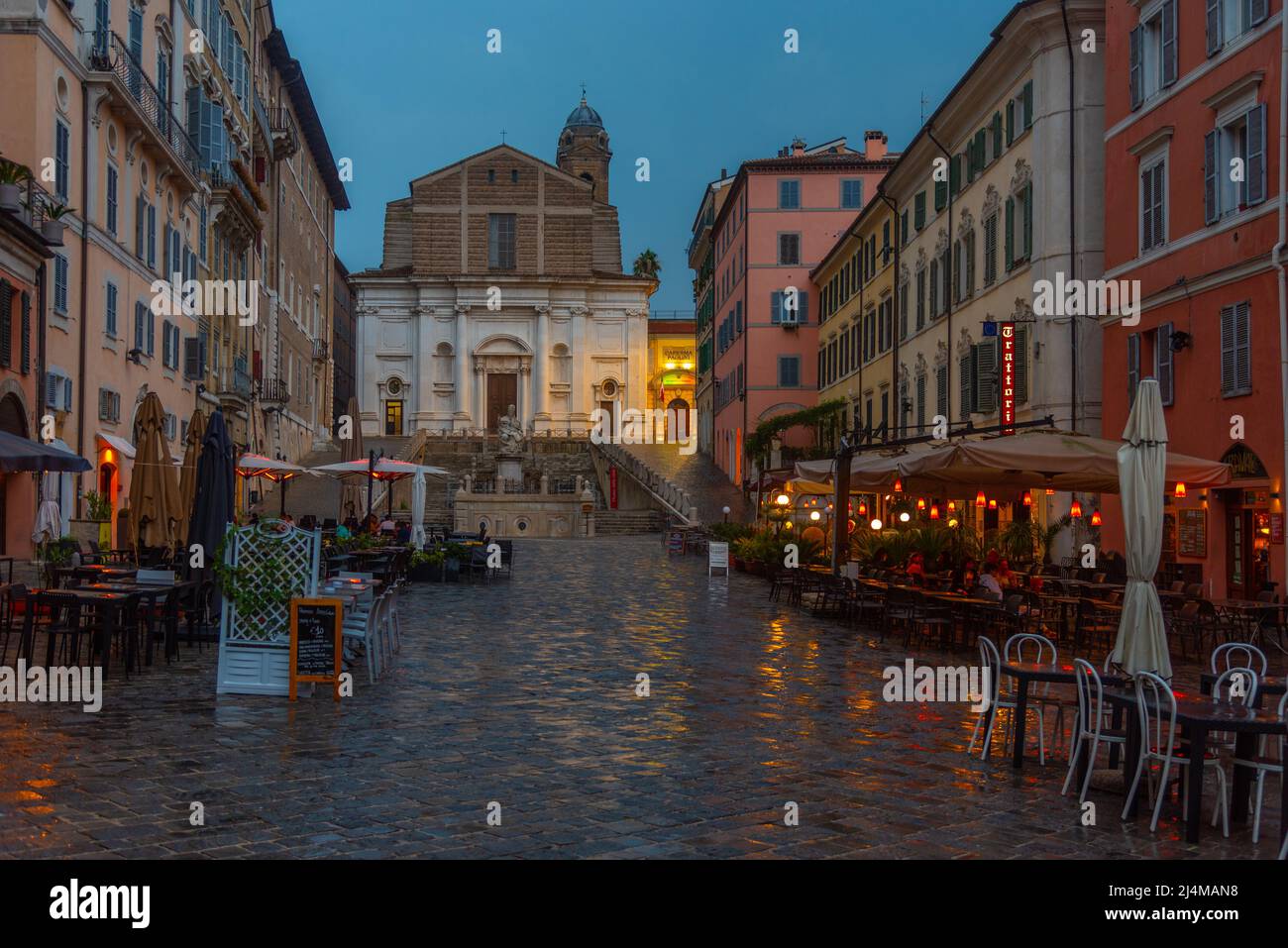 Ancona, Italy, September 27, 2021: Night view of Saint Domenico church ...