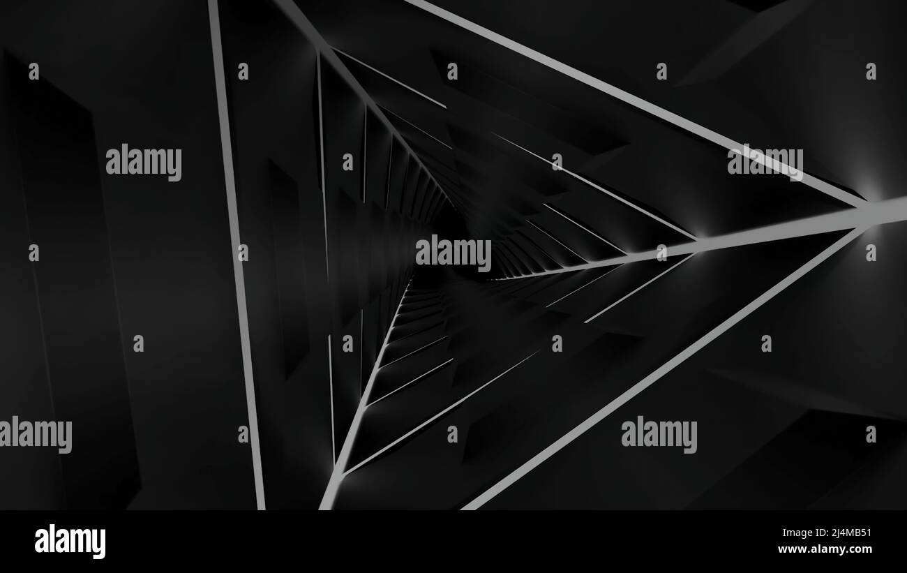Traffic in triangular tunnel. Design. Movement through black triangular ...
