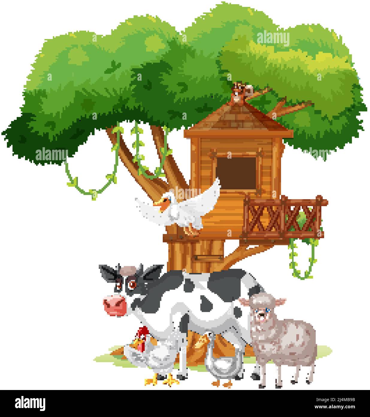 Farm animals on white background illustration Stock Vector Image & Art ...