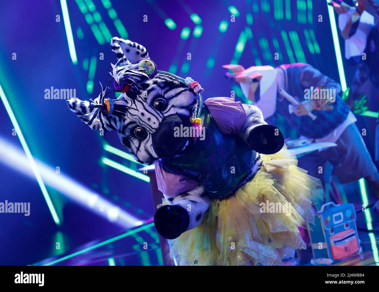 Cologne, Germany. 16th Apr, 2022. The character "The Zebra" is on stage ...