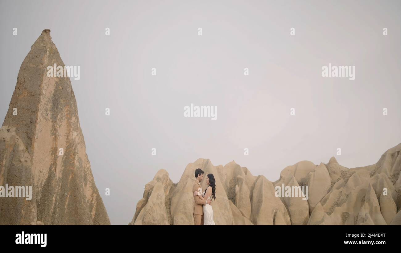 Beautiful photo shoot of the newlyweds in nature. Action. Nice views of ...