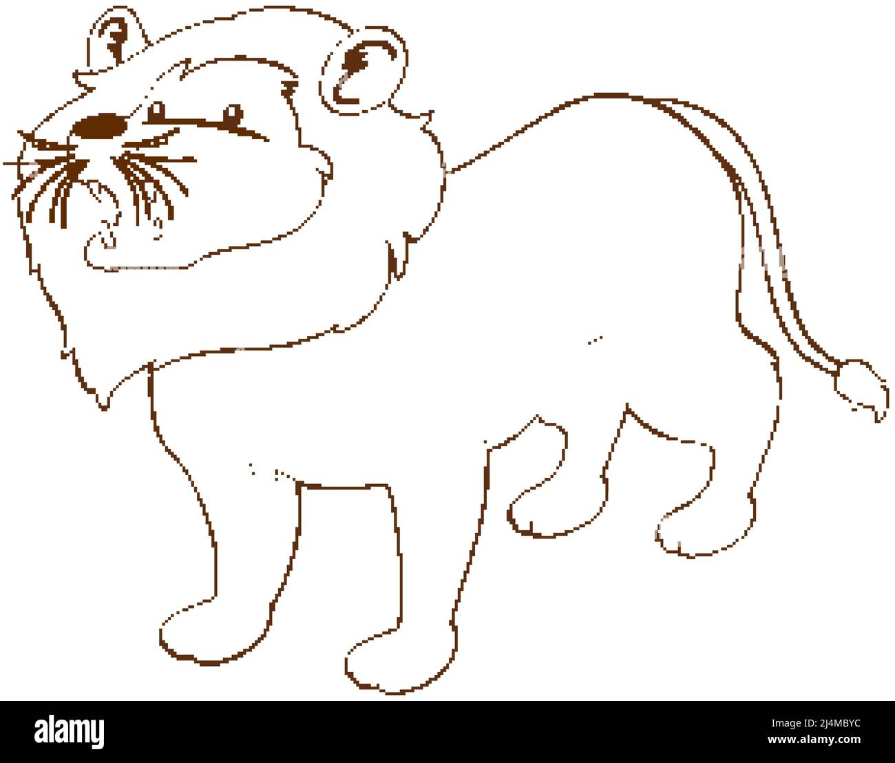 Lion in doodle simple style on white background illustration Stock ...