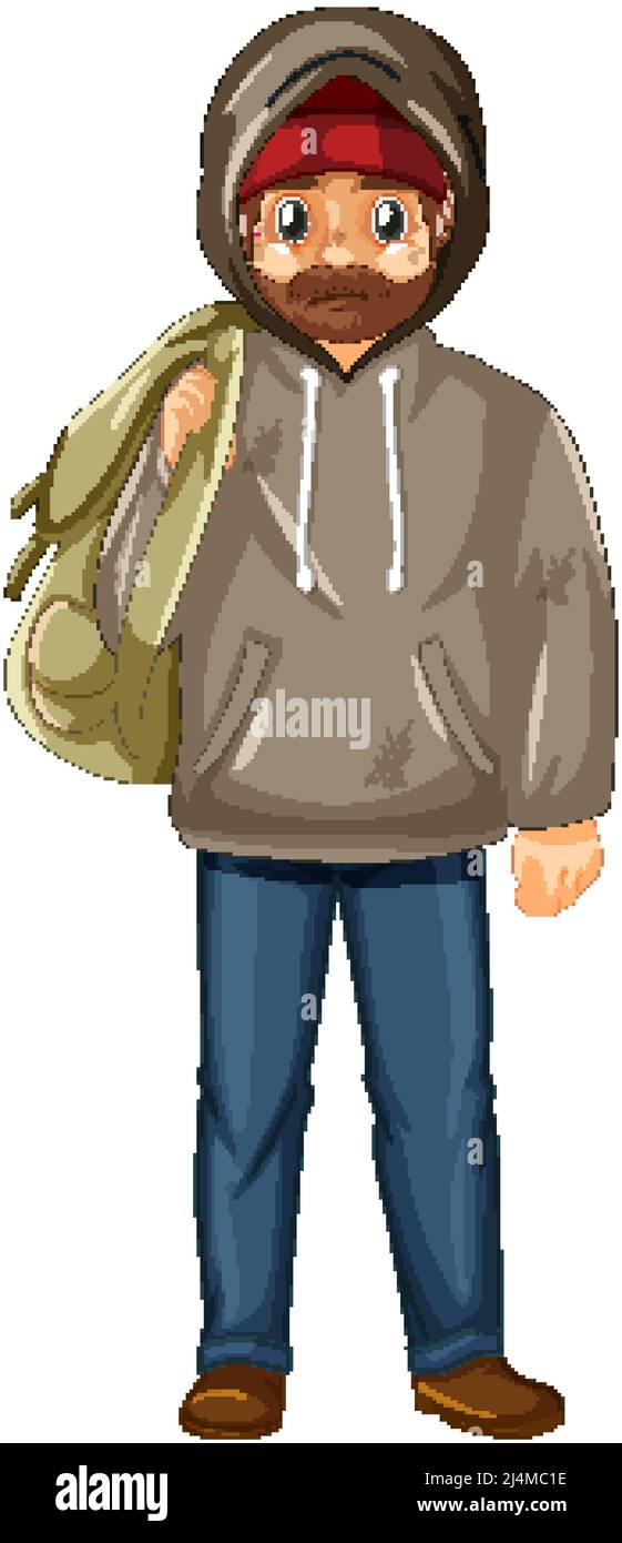 Homeless man cartoon character illustration Stock Vector Image & Art ...