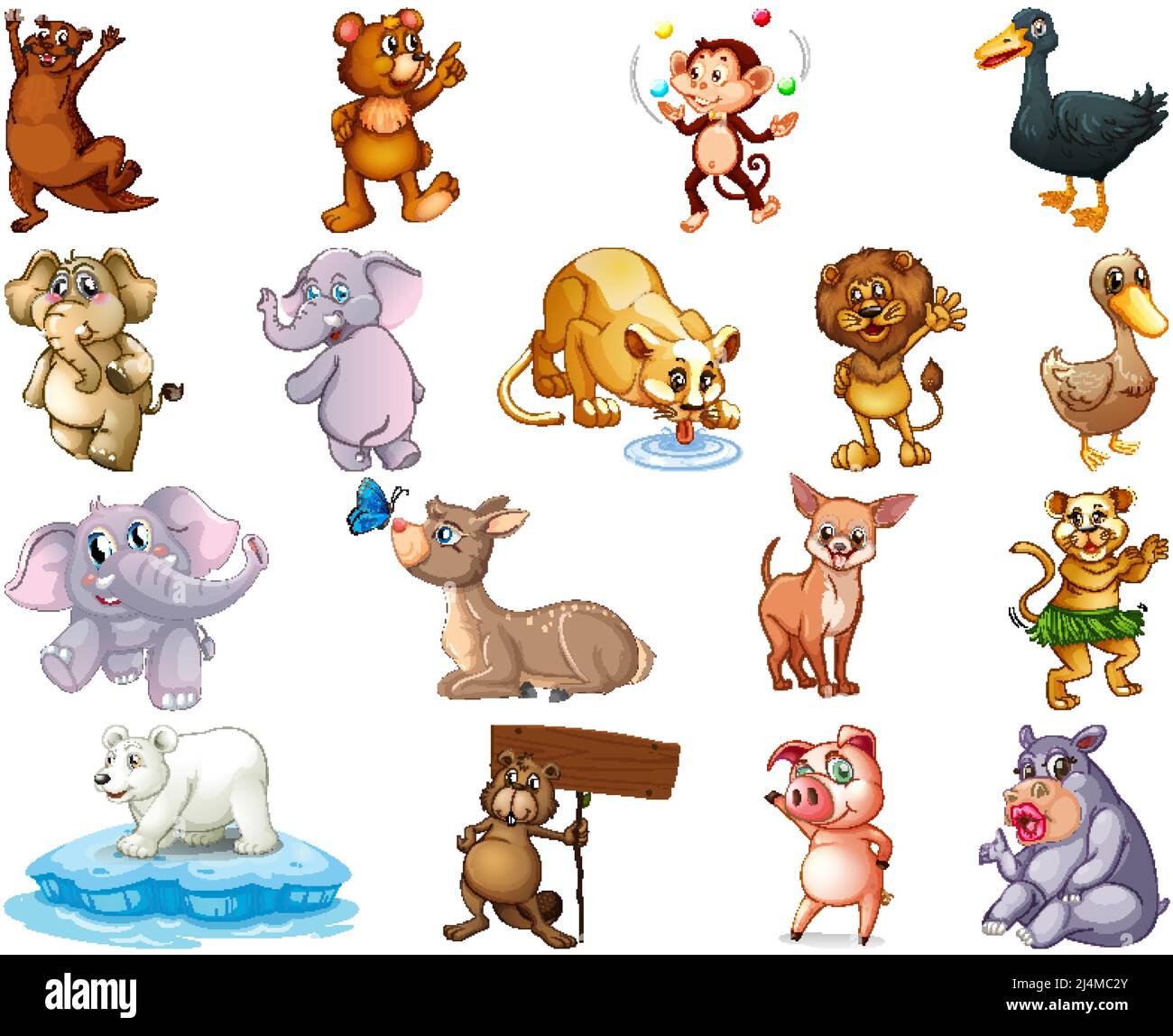 Set of animal cartoon character illustration Stock Vector Image & Art ...