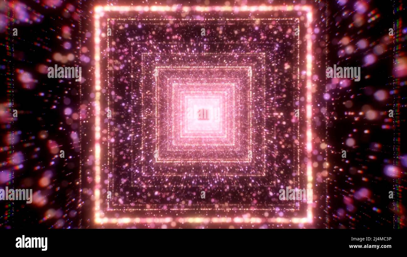 Pink background. Motion.Geometric shapes build a corridor and move ...