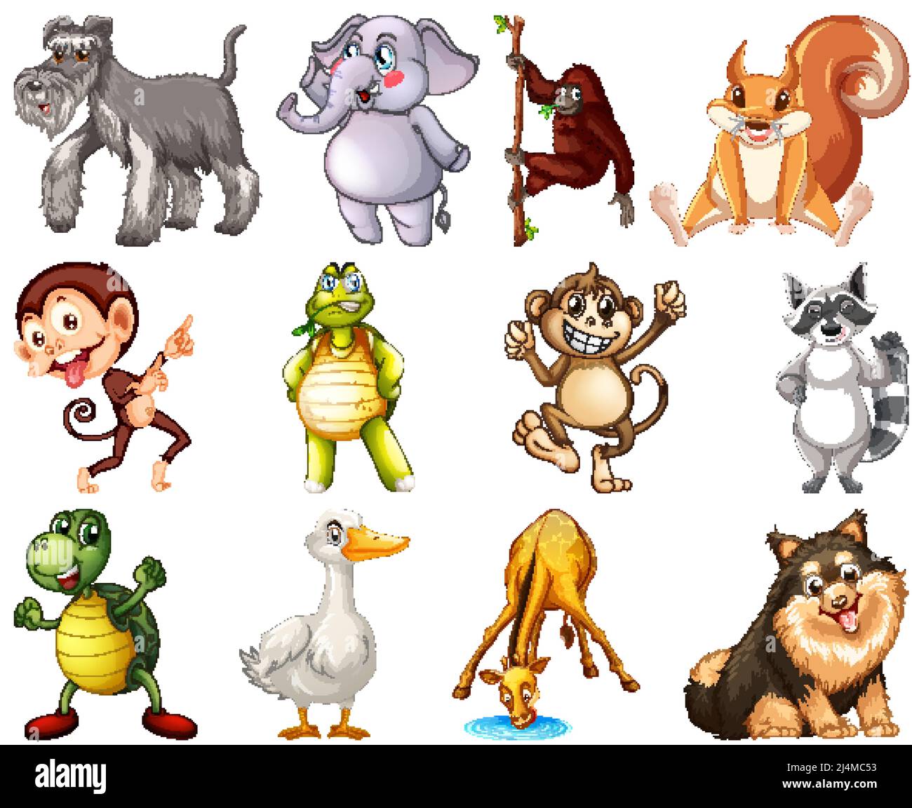 Set of animal cartoon character illustration Stock Vector Image & Art ...