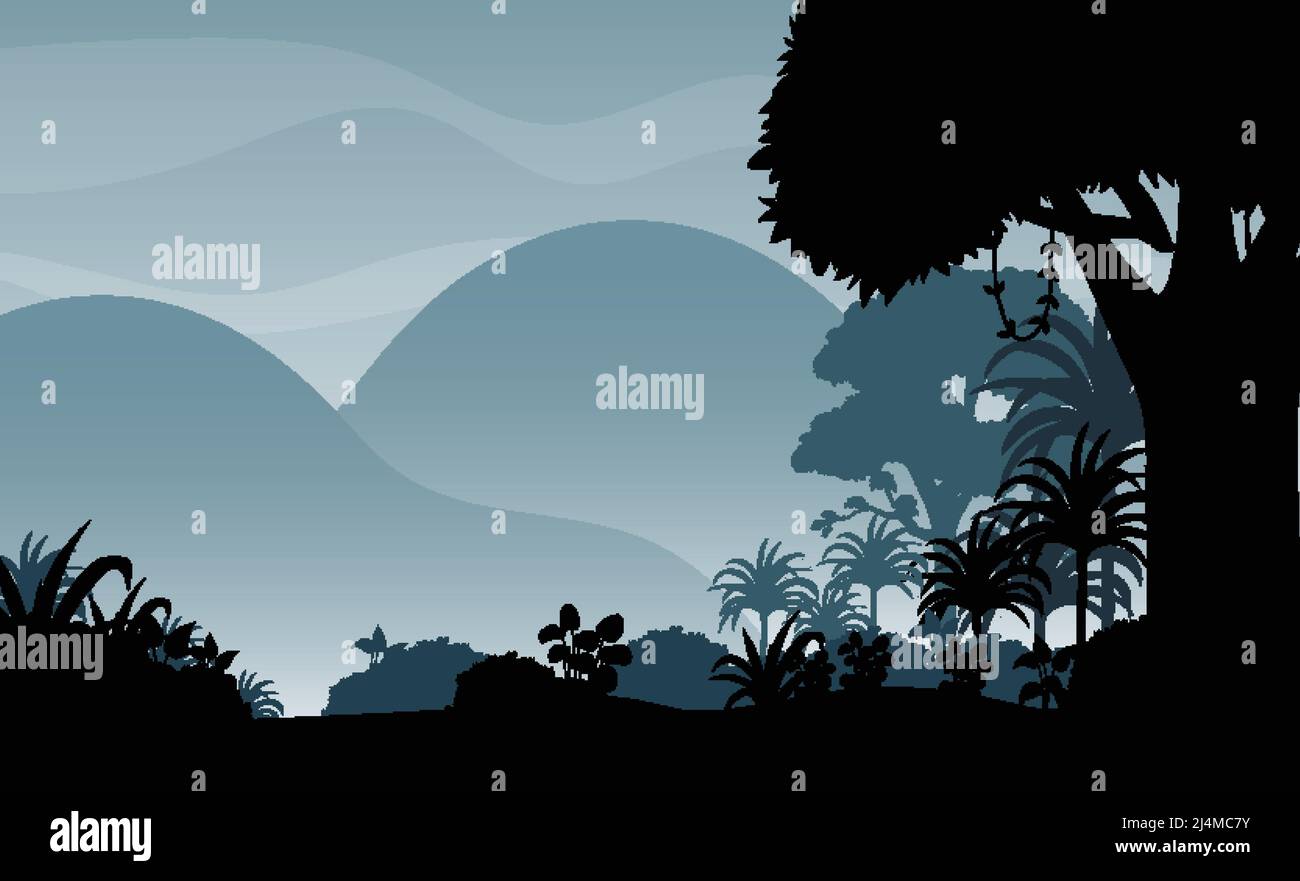 Silhouette shadow of forest scene illustration Stock Vector Image & Art ...