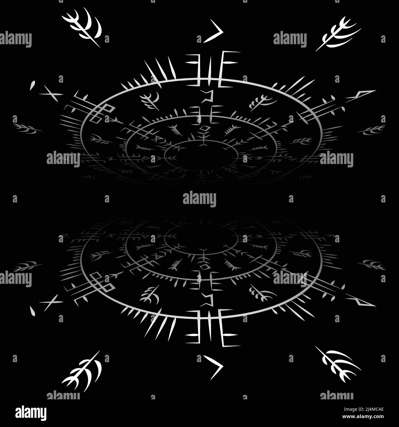 Abstract runes isometric perspective black background Stock Vector ...