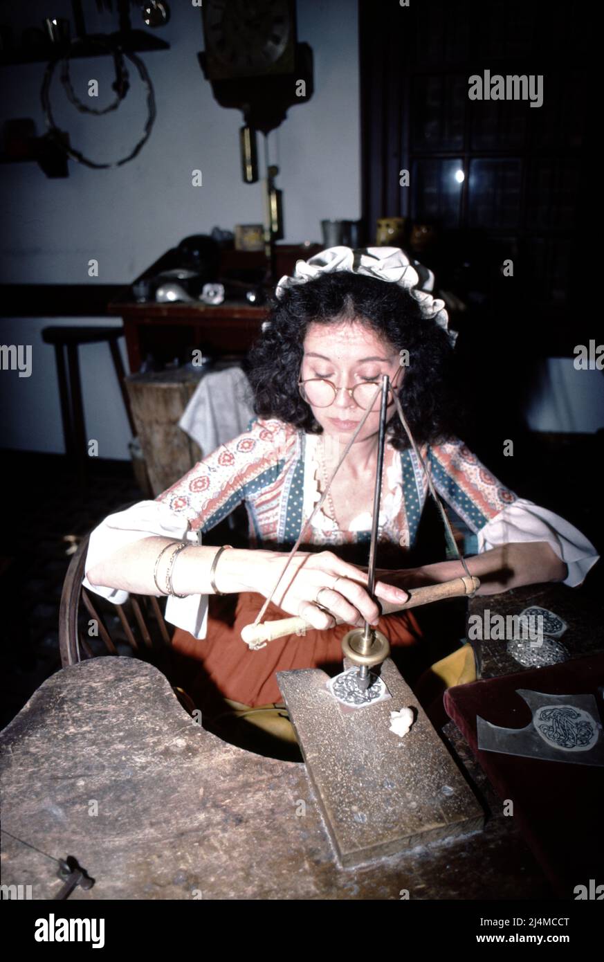 Williamsburg, VA. U.S.A. 9/1987. Master silversmith of Colonial ...