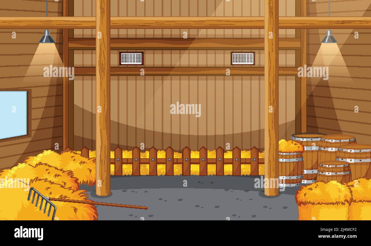 Stable scene wtih hay and light illustration Stock Vector Image & Art ...