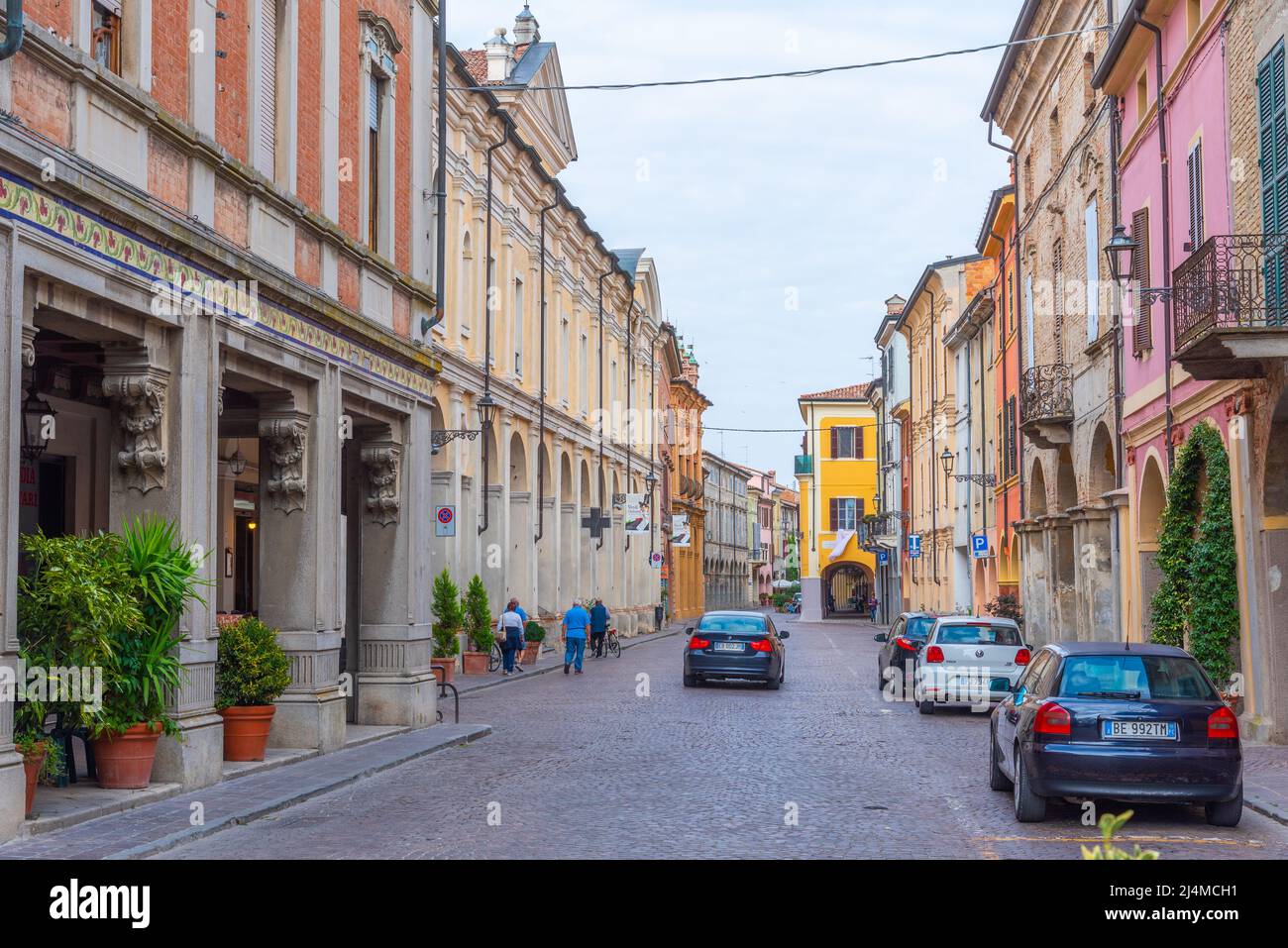 Busseto, Italy, September 25, 2021: Narrow street in the center of ...