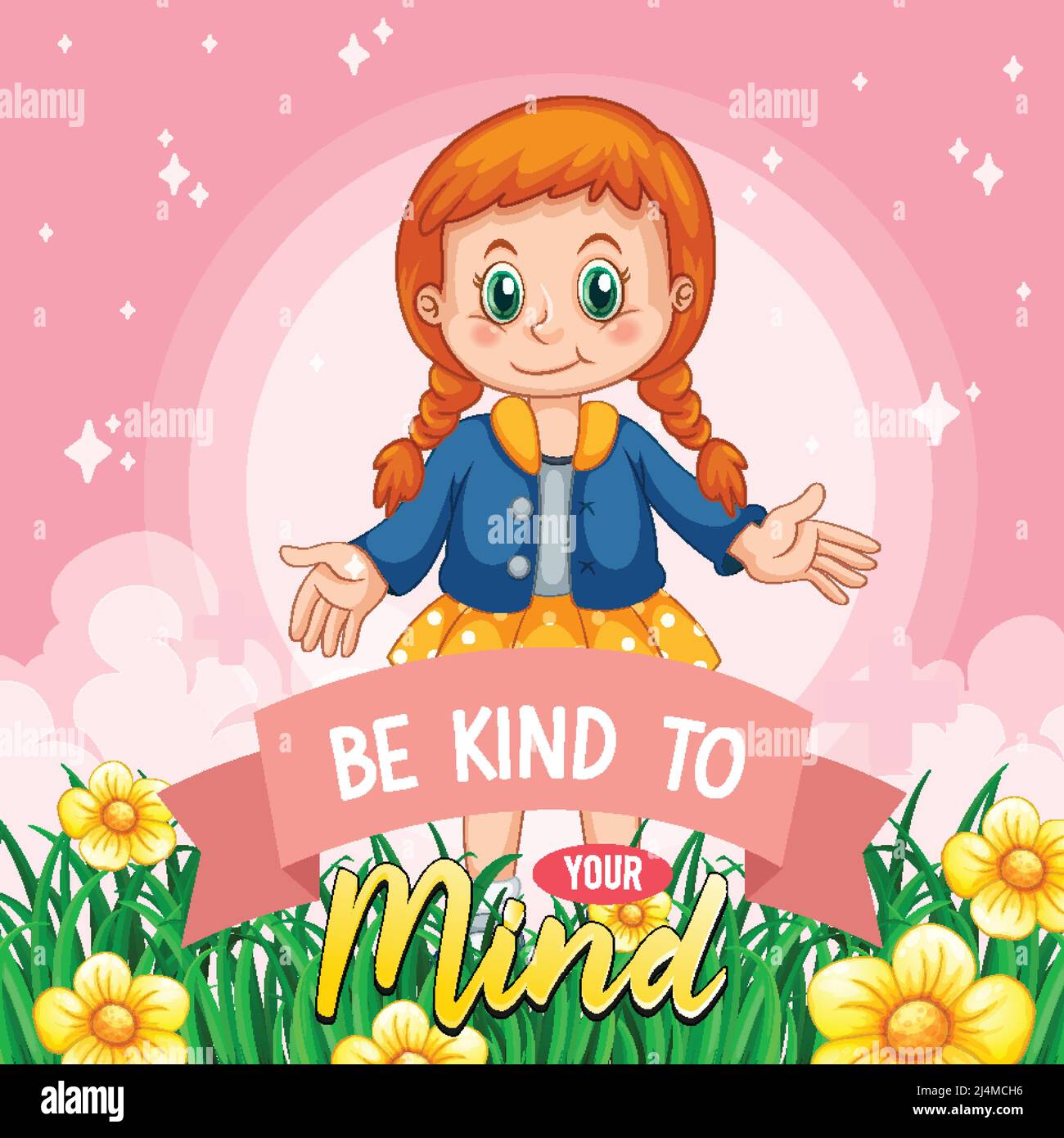Poster design with happy girl in garden illustration Stock Vector Image ...