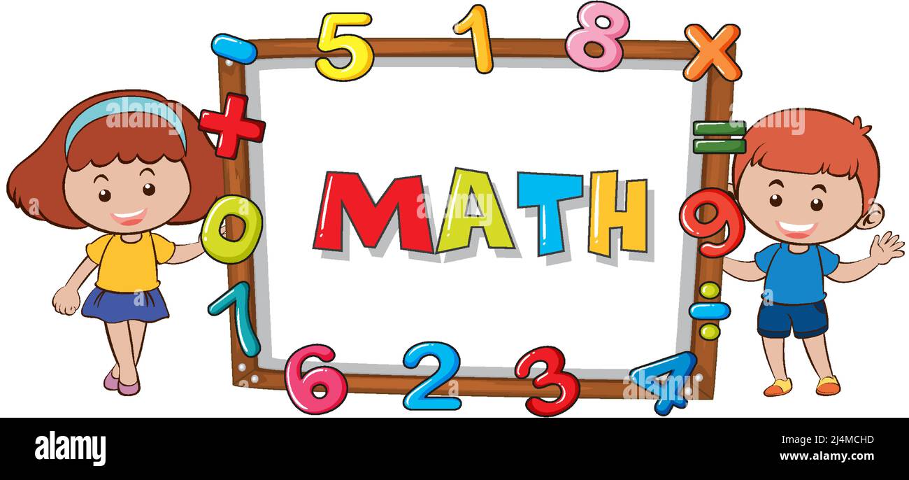 Math word on board with cartoon kids illustration Stock Vector Image ...