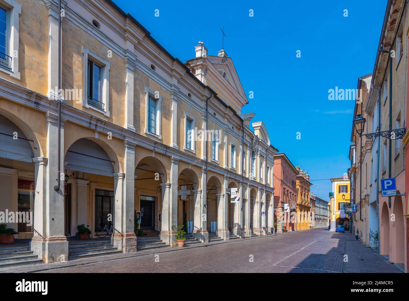 Busseto, Italy, September 25, 2021: Narrow street in the center of ...
