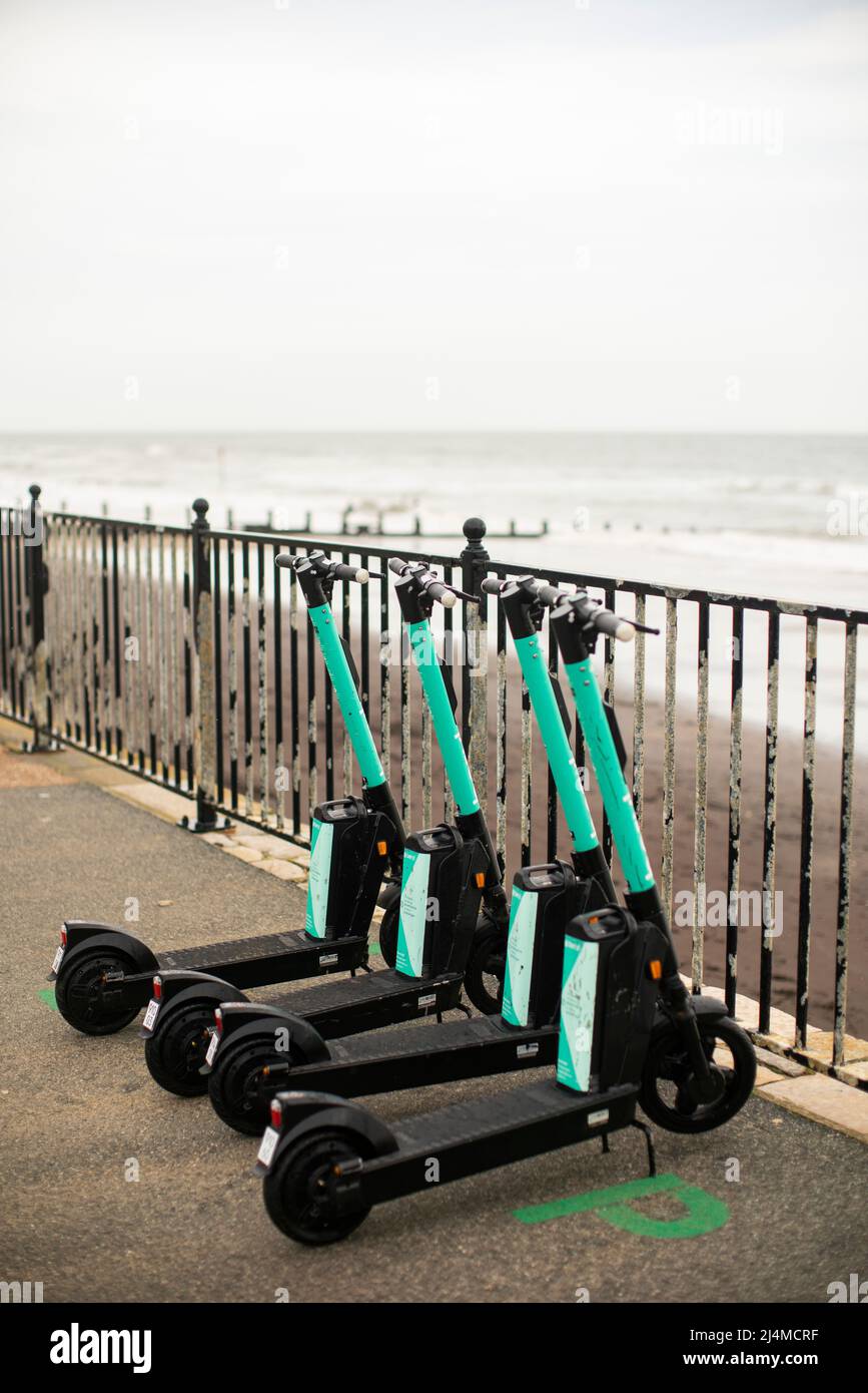Beryl electric hire scooters in Sandown, Isle of Wight Stock Photo - Alamy